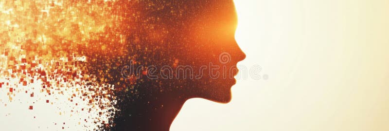 Abstract Silhouette of Human Face with Digital Pixel Dispersion Effect ...