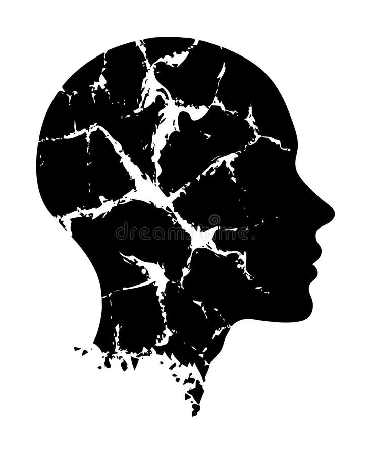 An Abstract Silhouette of a Human Head with a Cracked Texture ...