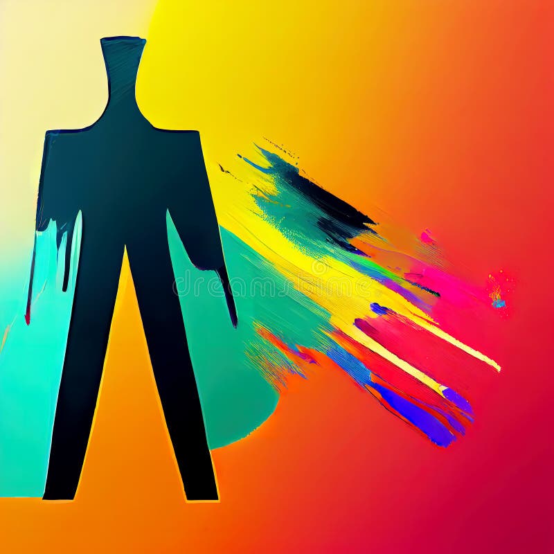 Abstract Silhouette of a Man on a Multi-colored Background. Stylized ...