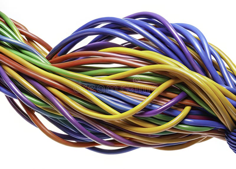 Abstract Silhouette of a Multicolored Twisted Network Cable Against a ...