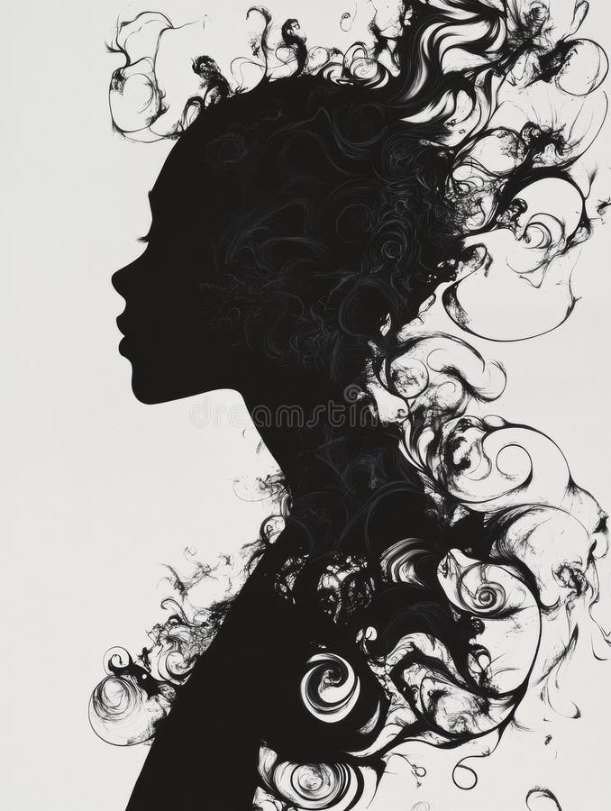 An Abstract Silhouette of a Person Emerges from a Backdrop of Swirling ...