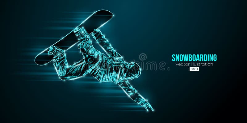 Abstract Silhouette of a Snowboarding on Blue Background. the ...