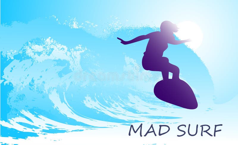 Abstract Silhouette of the Surfer at the Ocean Stock Vector ...