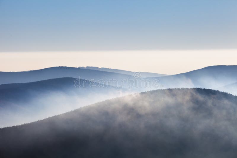 Abstract Silhouettes of Blue Mountains Stock Image - Image of dawn ...