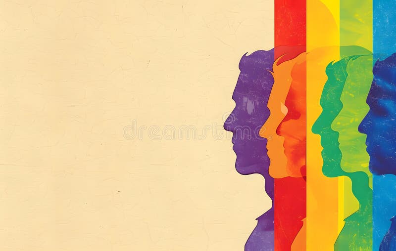 Abstract Silhouettes in Colors on Textured Beige Background Diversity ...
