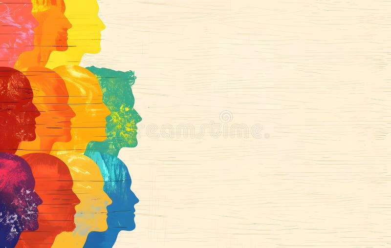 Abstract Silhouettes in Colors on Textured Beige Background, Iversity ...