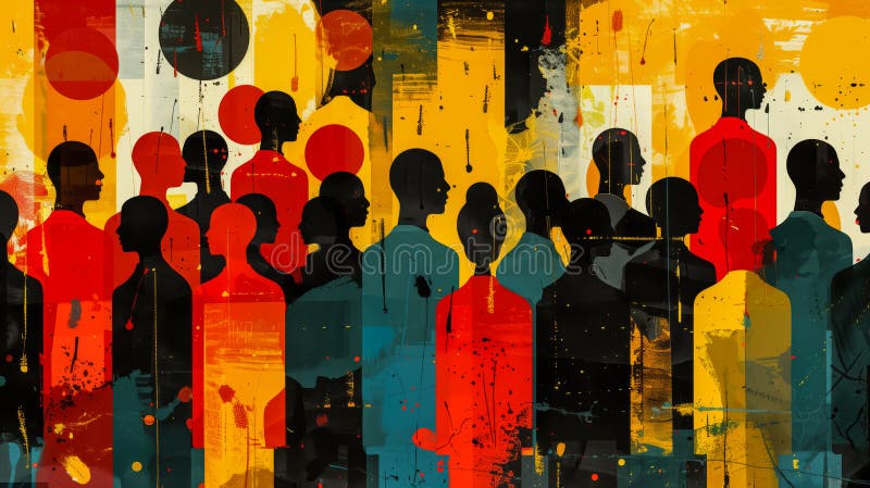Abstract Silhouettes of a Crowd of People Stock Illustration ...