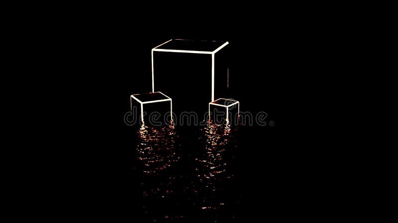 Abstract Silhouettes of 3D Small and Big Cubes Isolated on a Black ...
