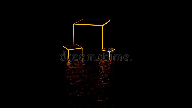 Abstract Silhouettes of 3D Small and Big Cubes Isolated on a Black ...