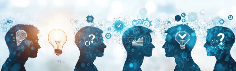 Silhouettes Depicting Problem Solving and Creative Thinking with ...