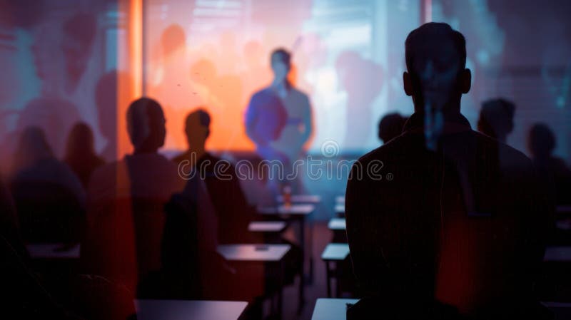 Abstract Silhouettes of Professionals in a Seminar Setting Stock ...