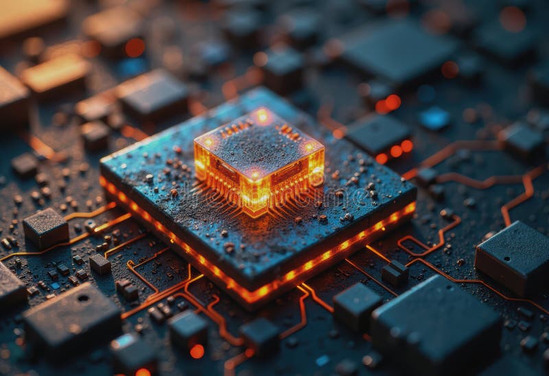 Abstract Silicon Background Featuring a Crystalline Semiconductor ...