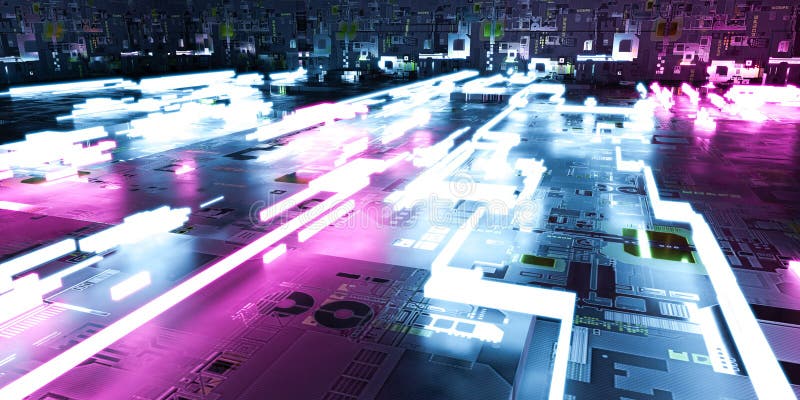 Abstract Silicon Ocmputer Hardware Chip Technology Surface 3d Render ...