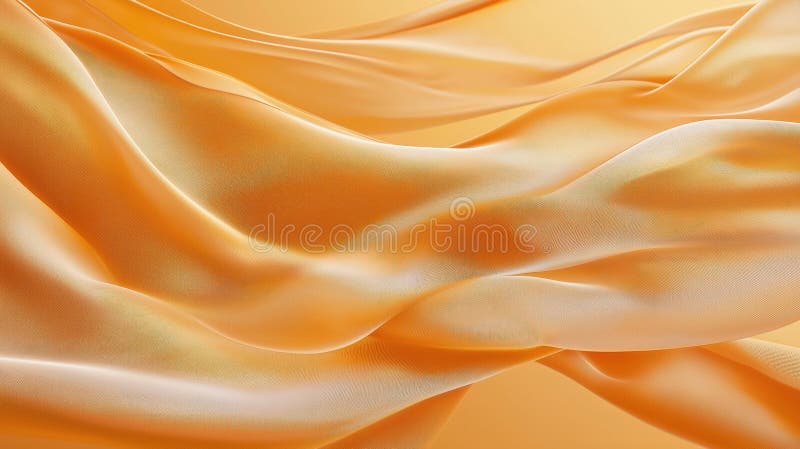 Abstract Silk Fabric Flows with Warm Ocher Hues. Semitransparent ...