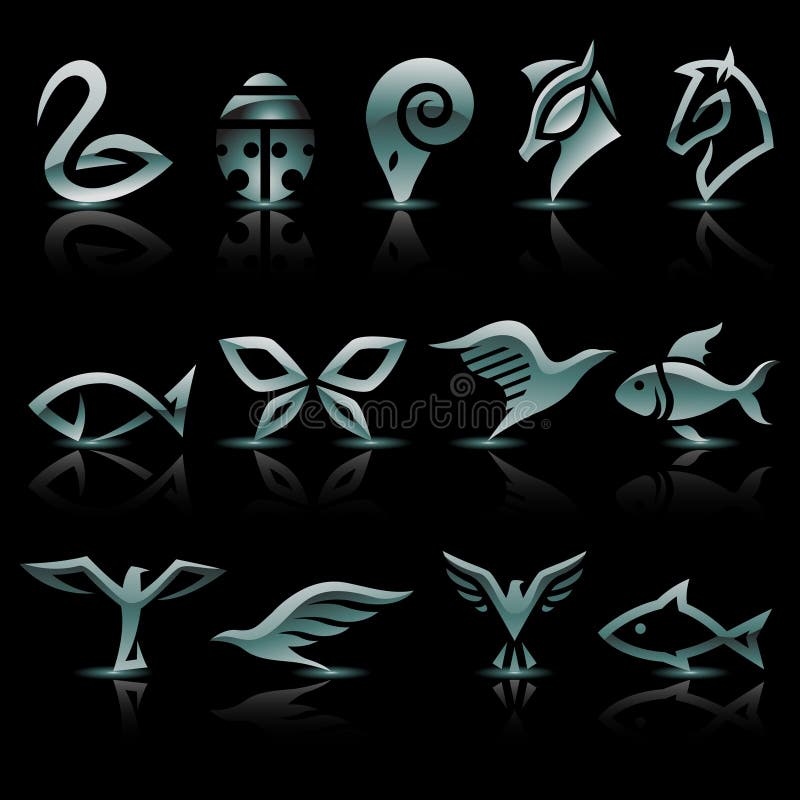 Abstract Animal Icons Silhouettes Stock Vector - Illustration of horse ...