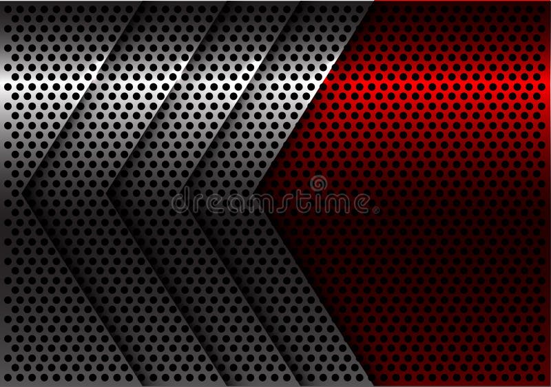 Abstract Red Silver Curve With Gray Blank Space On Dark Gray Hexagon Mesh Design Modern