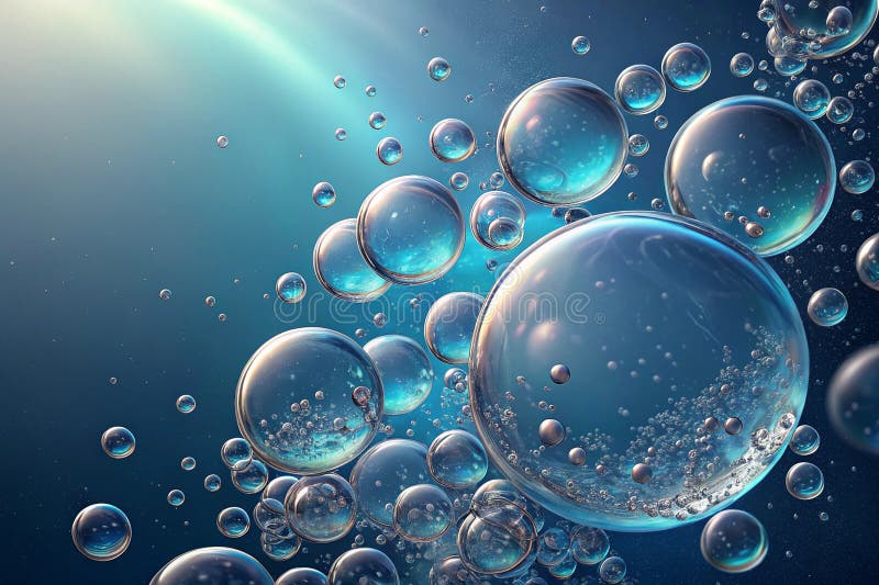 Abstract Silver and Blue Bubbles Bursting Forward - Generated by Ai ...