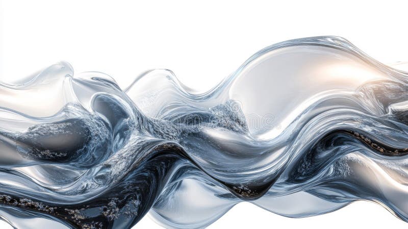 Abstract Silver Blue Liquid Wave Flowing on White Stock Image - Image ...