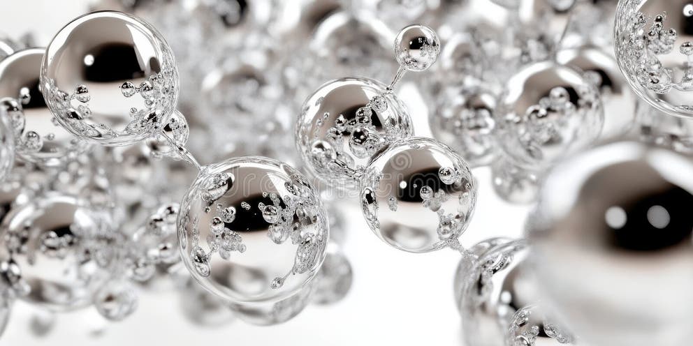 Abstract Silver Bubbles Molecular Structure Shiny Elegant Design ...