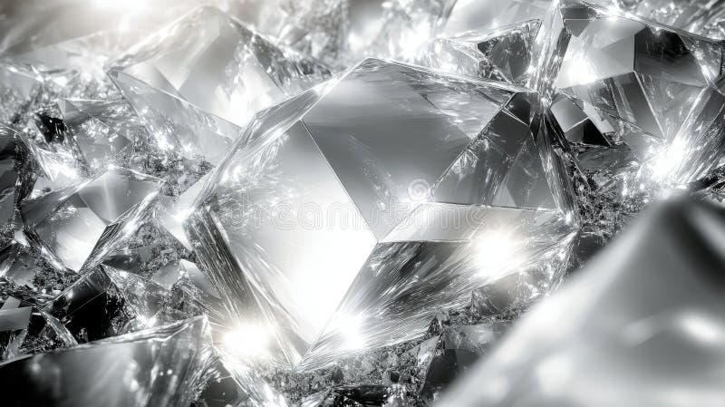 Abstract Silver Crystal Facets with Light Refraction for Modern Design ...