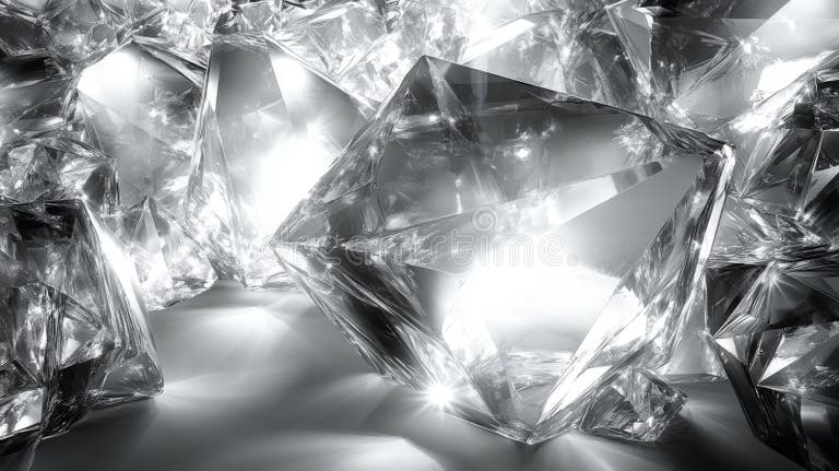 Abstract Silver Crystal Facets with Light Refraction for Modern and ...
