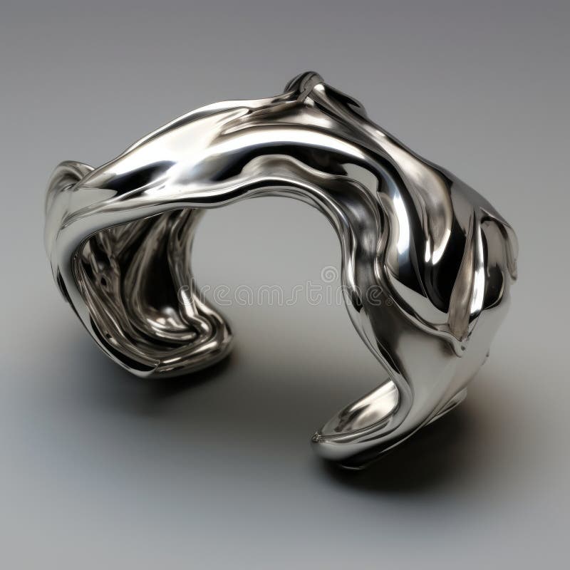 Abstract Silver Cuff with Realistic Rendering and Distorted Bodies ...