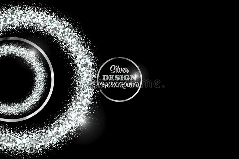 Abstract Silver Dust in Circle Shape on Dark Background, Brochure ...