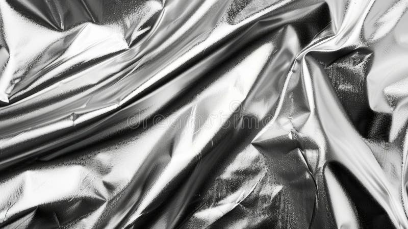 Abstract Silver Fabric Background with Flowing, Crumpled, and ...