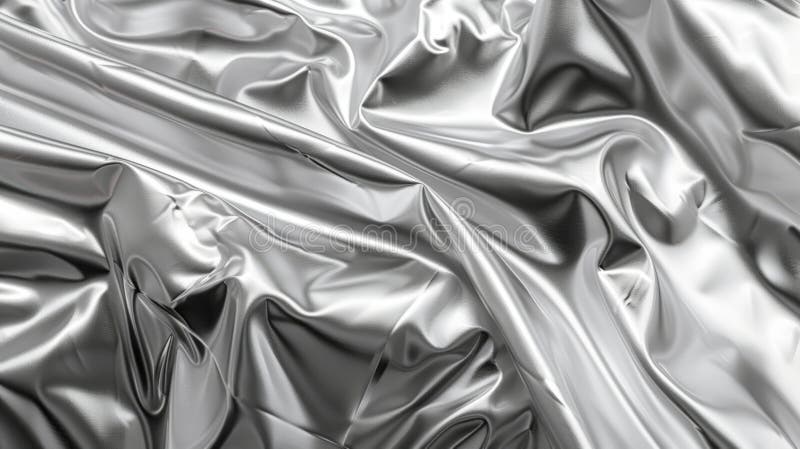 Abstract Silver Fabric Texture with Soft, Flowing Folds. Shiny and ...