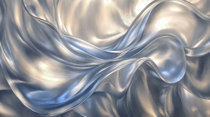 Abstract Silver Fabric Waves with Metallic Sheen Stock Illustration ...