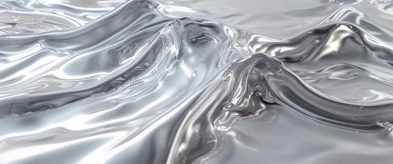 Abstract Silver Fluid Surface with Metallic Reflections and Dynamic ...