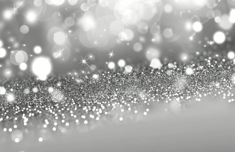 Abstract Silver Glitter Background with White Lights and Swirling ...