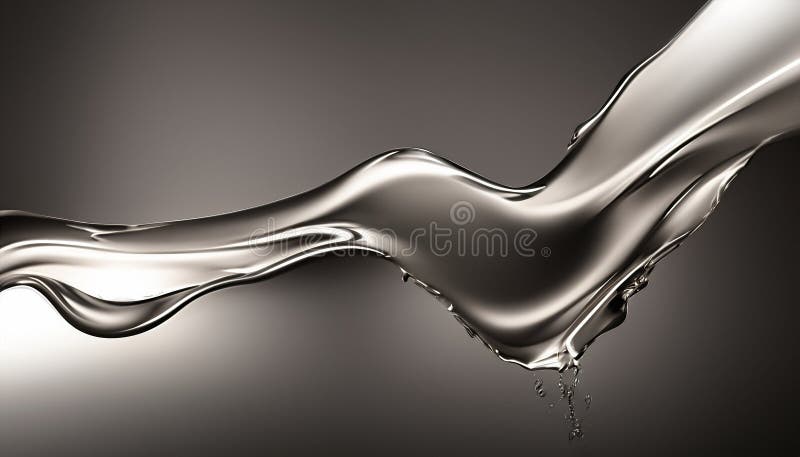 Abstract Silver Gradient Background. Flow Chrome Liquid Metal Waves ...