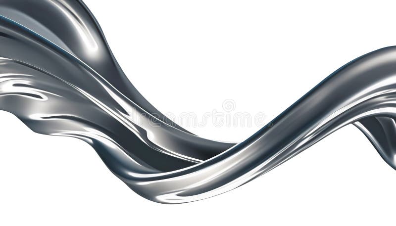 Abstract Silver Gradient Curve. Flow Chrome Liquid Metal Waves Isolated ...