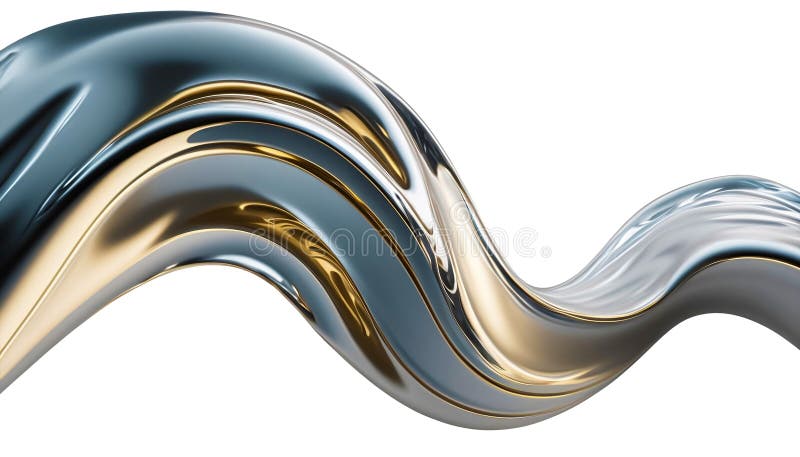 Abstract Silver Gradient Curve. Flow Chrome Liquid Metal Waves Isolated ...