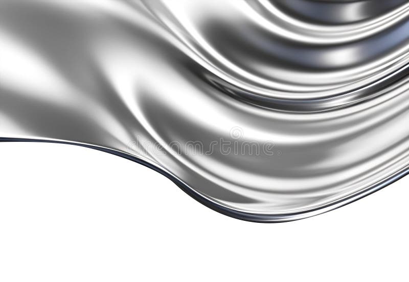 Abstract Silver Gradient Curve. Flow Chrome Liquid Metal Waves Isolated ...