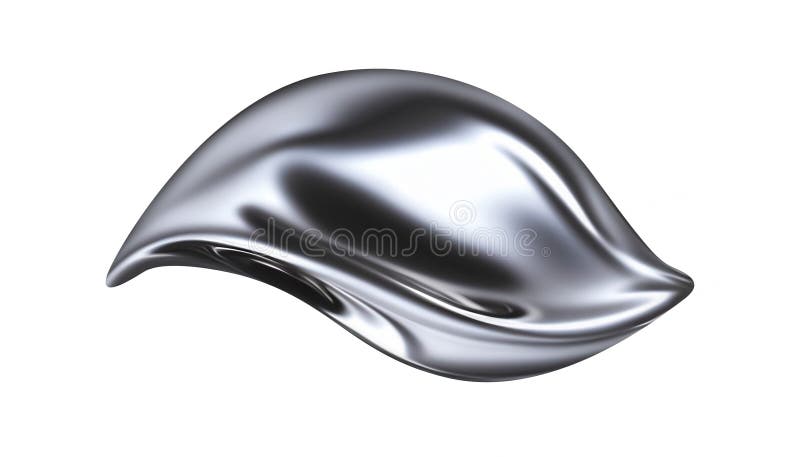 Abstract Silver Gradient Curve. Flow Chrome Liquid Metal Waves Isolated ...