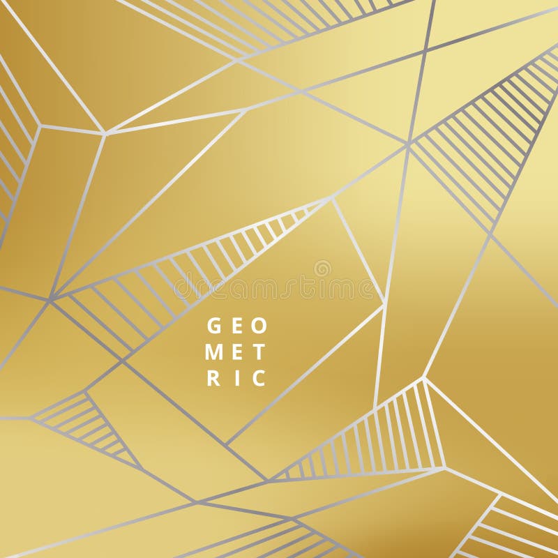 Abstract Silver Line Geometric on Gold Background Luxury Style Stock ...