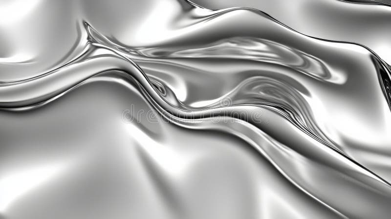 Abstract Silver Liquid Metal Flowing Waves Stock Illustration ...