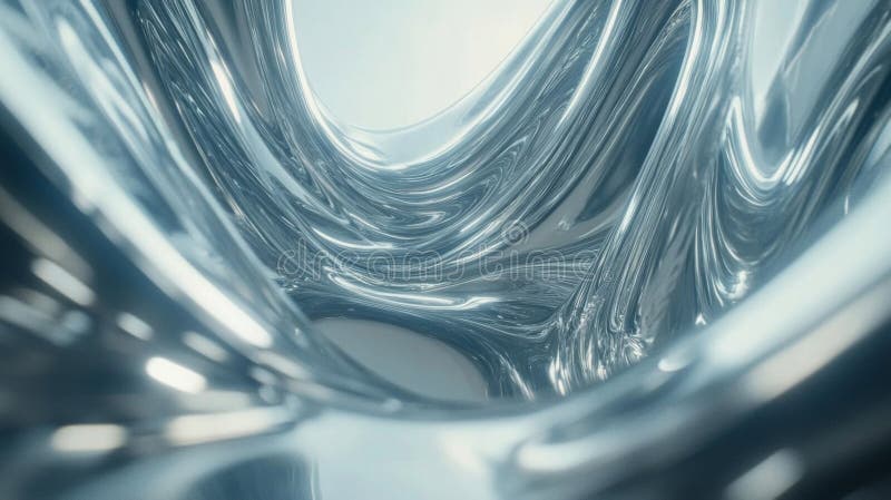 Abstract Silver Liquid Metal Swirling Form Stock Illustration ...