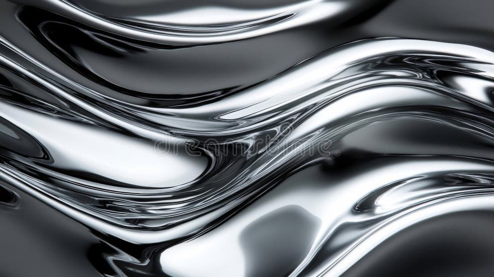 Abstract Silver Liquid Metal Wave Design Stock Illustration ...