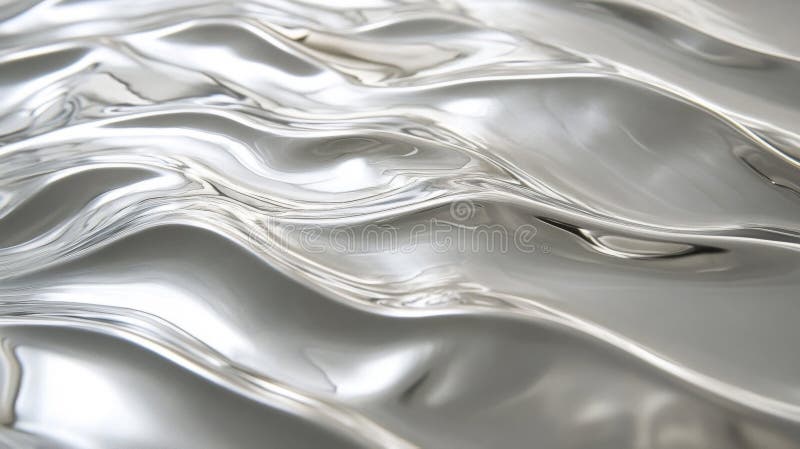 Abstract Silver Liquid Metal Waves Texture Stock Illustration ...