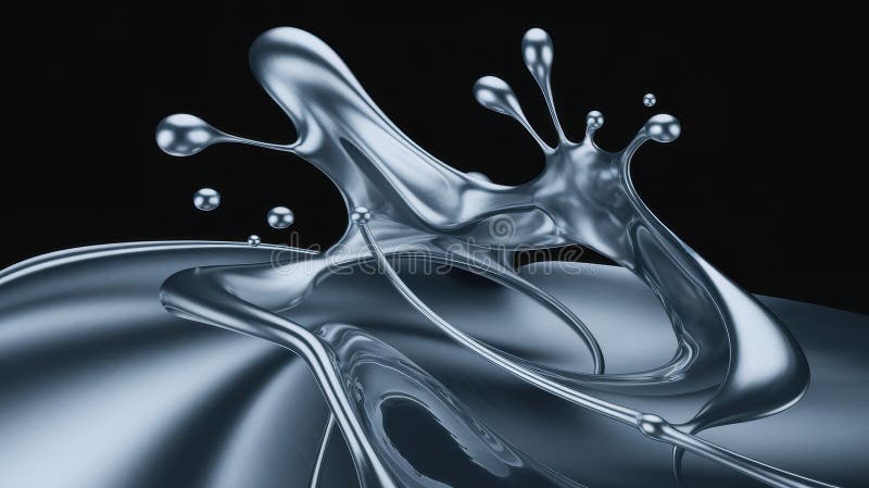Abstract Silver Liquid Splash Against a Dark Backdrop, Creating a ...