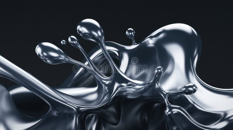 Abstract Silver Liquid Splash with Dynamic Forms and Fluid Movement ...