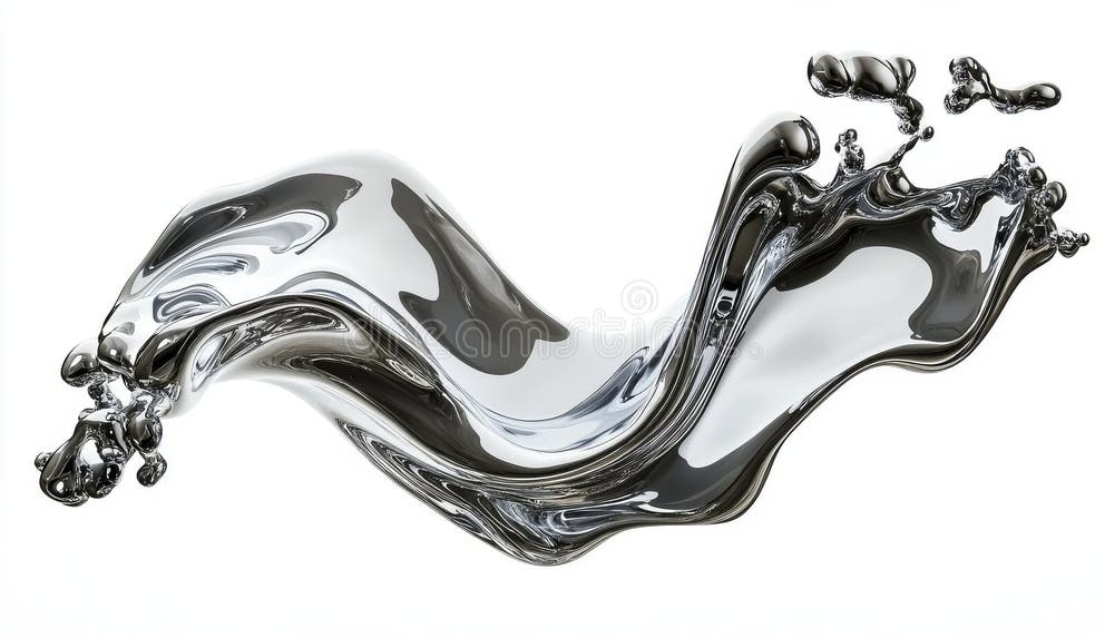 Abstract Silver Liquid Splash on White Background Stock Illustration ...
