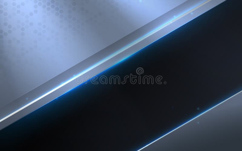 Abstract Silver Metal with a Blue Light on Black Background. Technology ...