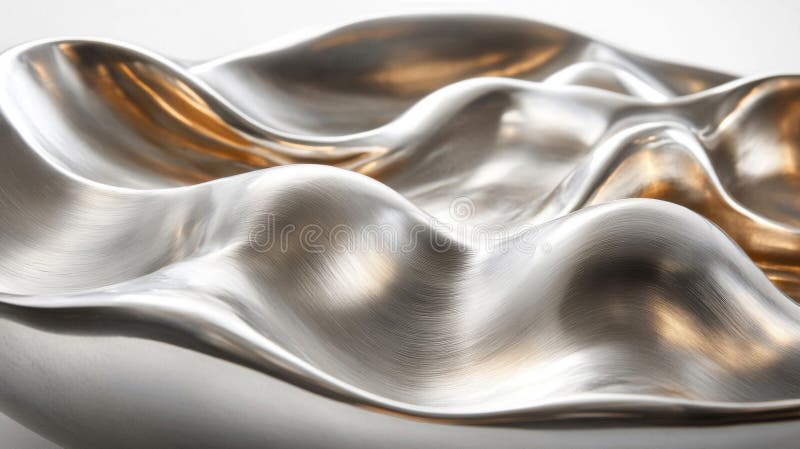 Abstract Silver Metal Bowl with Undulating Surface Stock Illustration ...