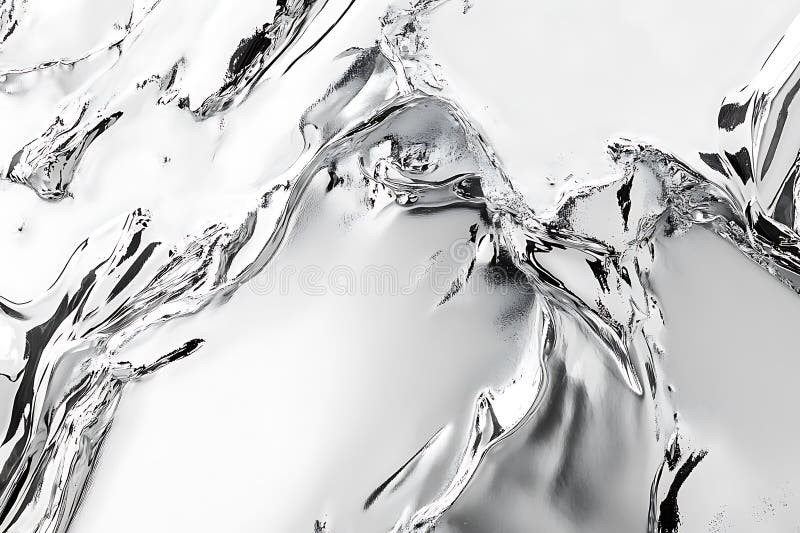 Abstract Silver Metal Texture, Liquid Chrome Effect, Shiny, Reflective ...
