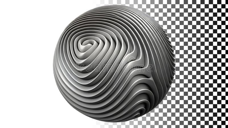 Abstract Silver Metallic Sphere with Textured Surface, 3D Design ...