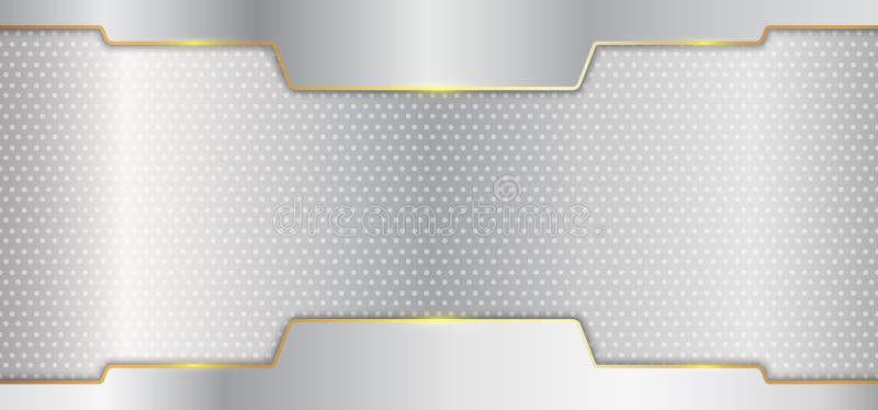 Abstract Silver Metallic Stripes with Gold Line Header on White ...